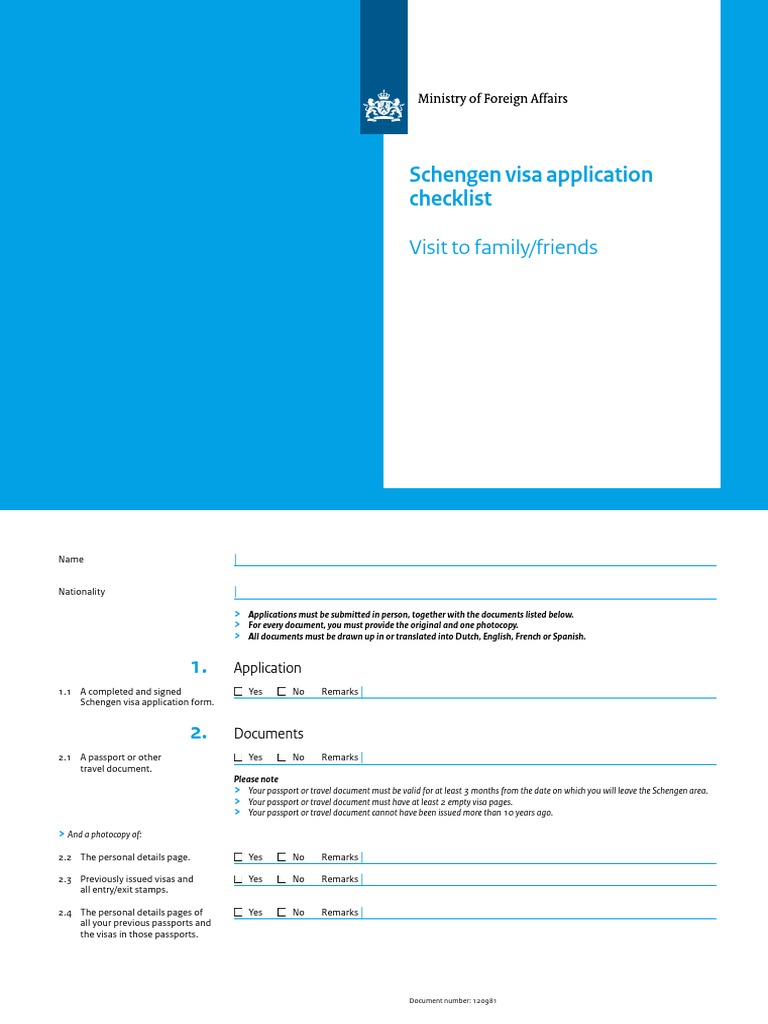 Schengen Visa Checklist | PDF | Travel Visa | Passport