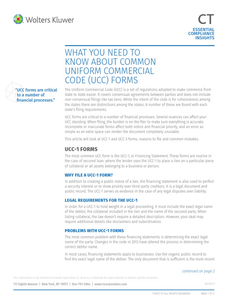 What You Need To Know About UCC Forms | Download Free PDF | Uniform ...