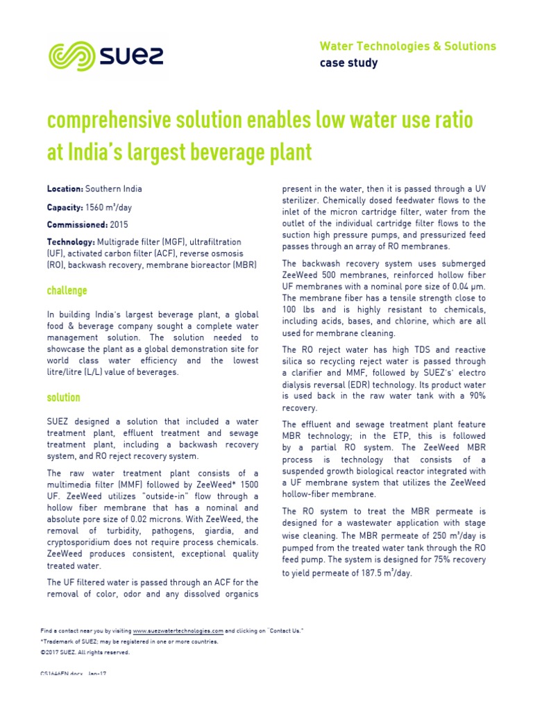 Beverage Plant - South - UF RO MBR MGF ACF | PDF | Sewage Treatment ...