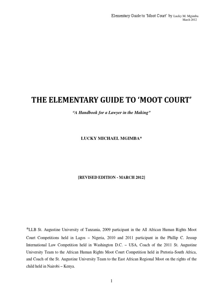 The Elementary Guide To Moot Court by L. M. Mgimba PDF | PDF | Judge | Lord