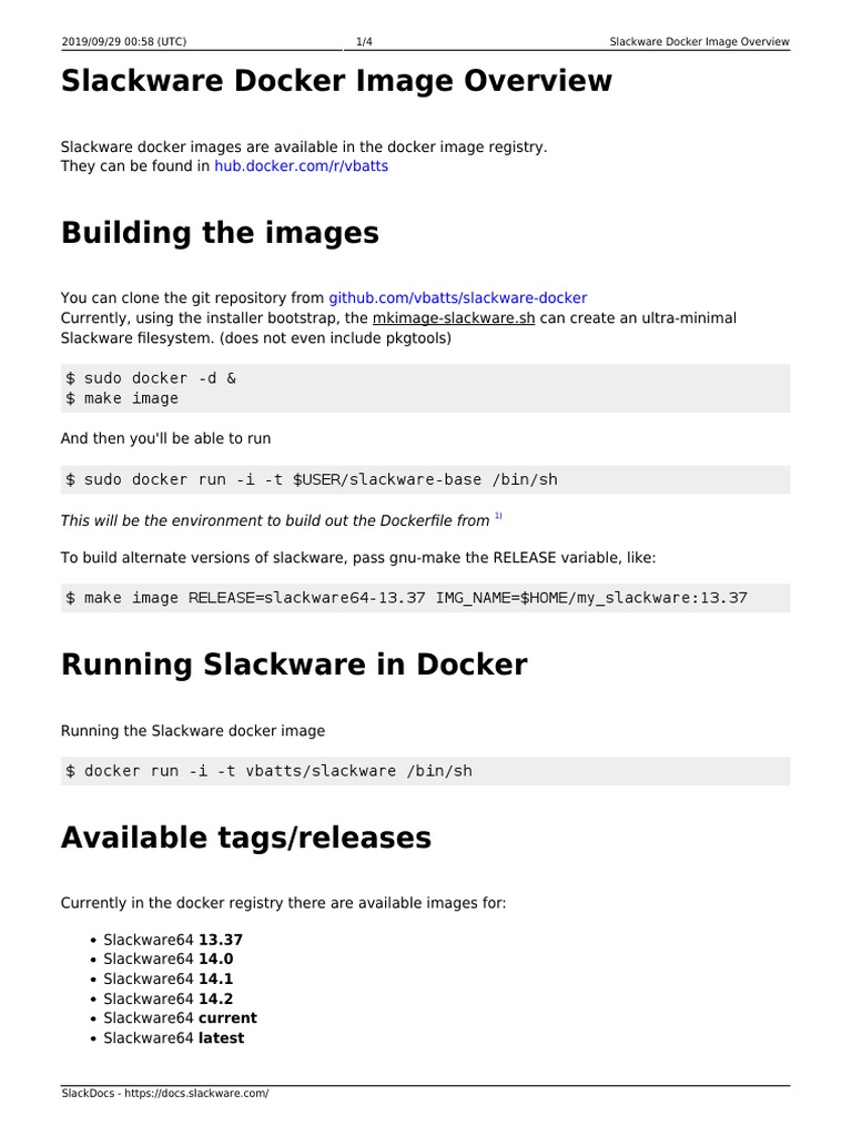 Slackware Docker Image Guide | PDF | Software Development | Free Software