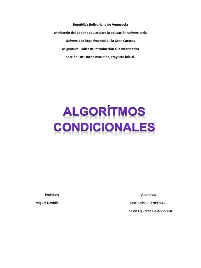 Algoritmos Condicionales | PDF | Matemática Elemental | Álgebra abstracta
