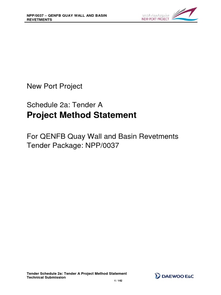 Quay Wall Construction Method Statement | PDF | Dredging | Tide