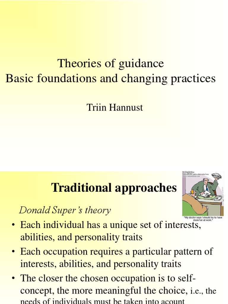 Theories of Guidance Triin Hannust | PDF | Counseling Psychology | Self ...