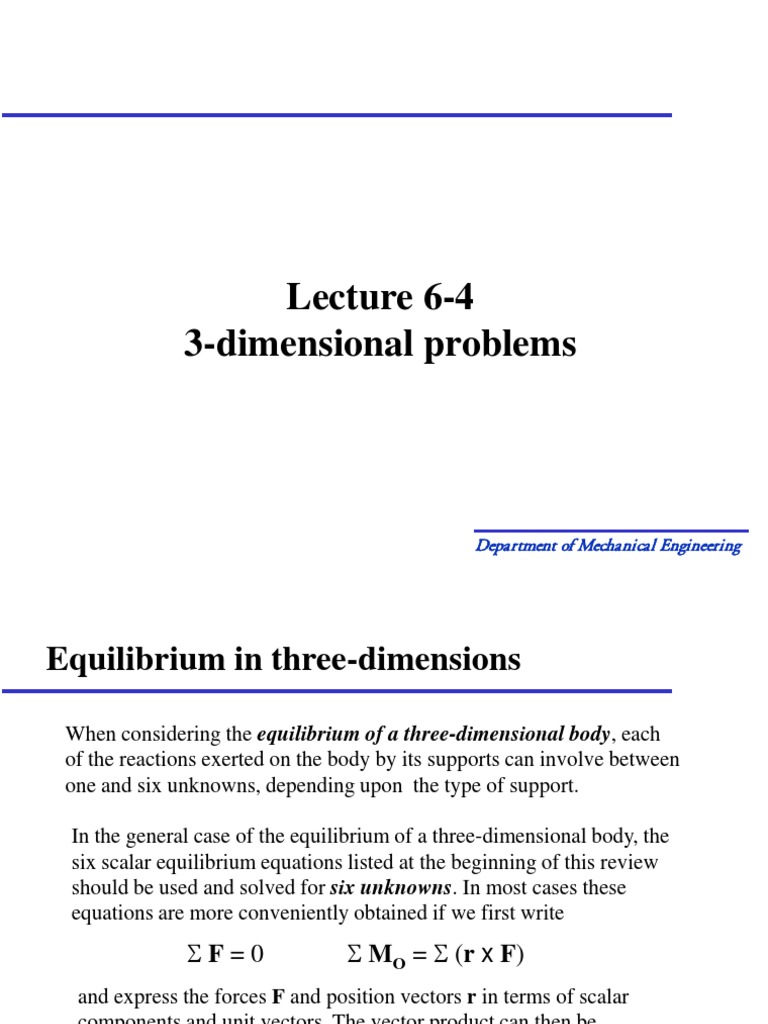 Lecture 6-4 3-Dimensional Problems: Department of Mechanical ...
