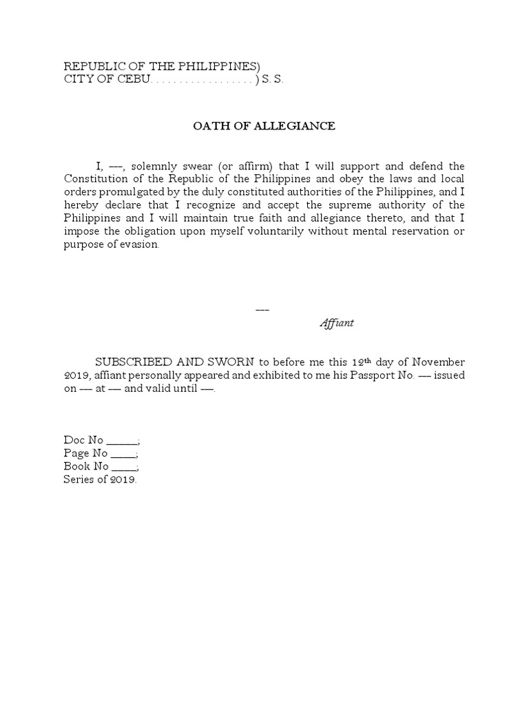 Oath of Allegiance Philippines | PDF