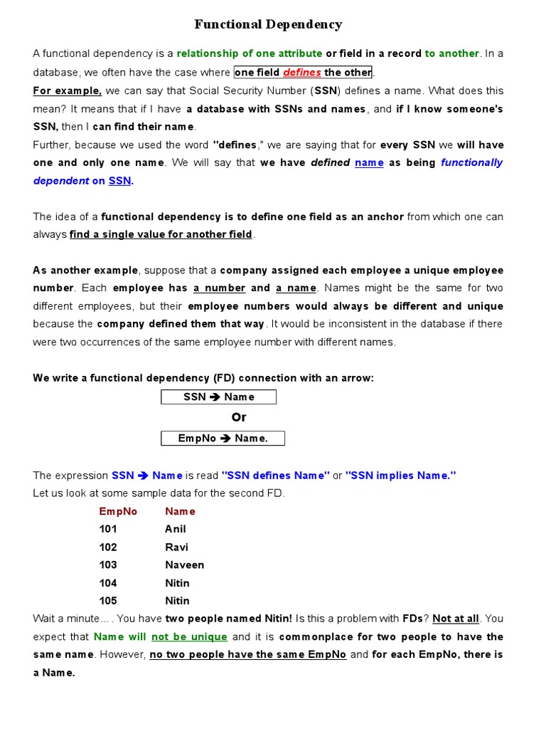 Functional Dependency Explained | PDF | Database Index | Software Design