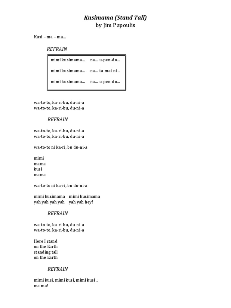 Kusimama Letra | PDF