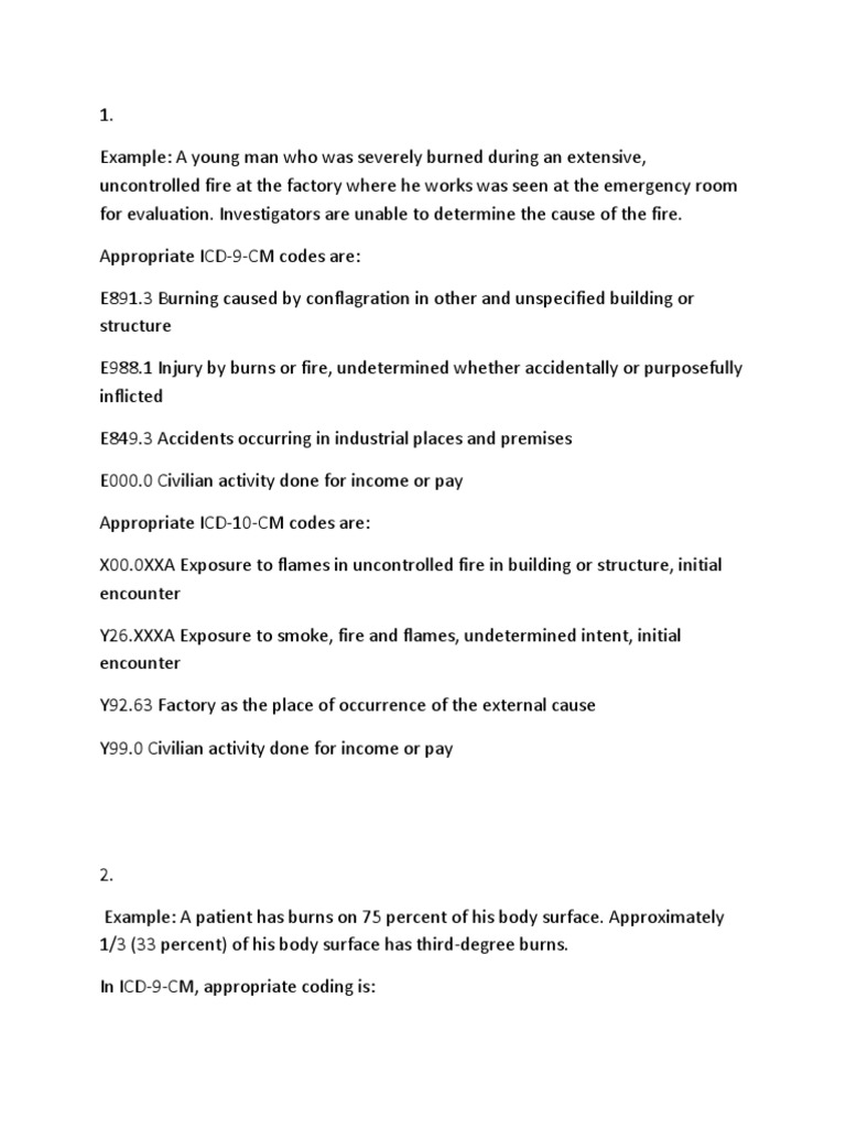 Medical Coding Examples | PDF | Burn | Wound