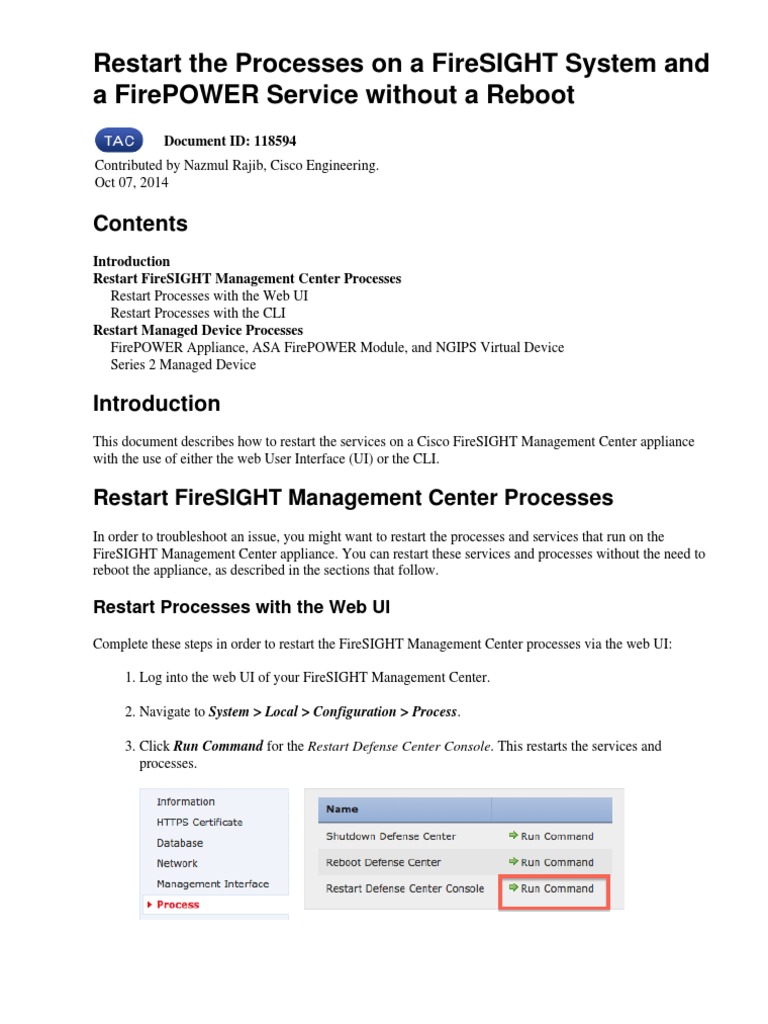 FireSIGHT System Restart Process and FirePOWER Services Without A ...