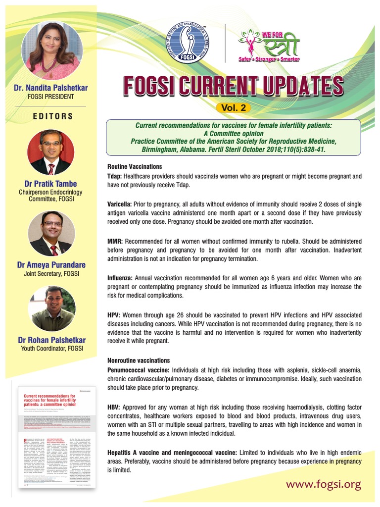 FOGSI Current Updates Vol 2 | PDF | Vaccines | Pregnancy