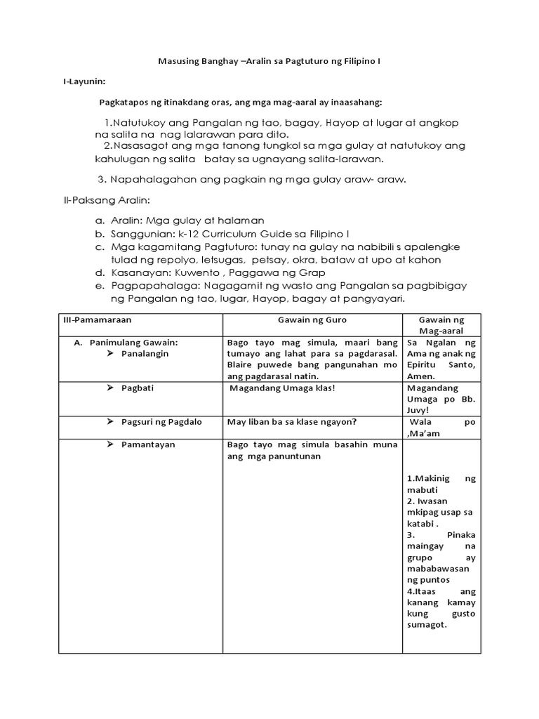 Detailed LP Filipino 1 | PDF