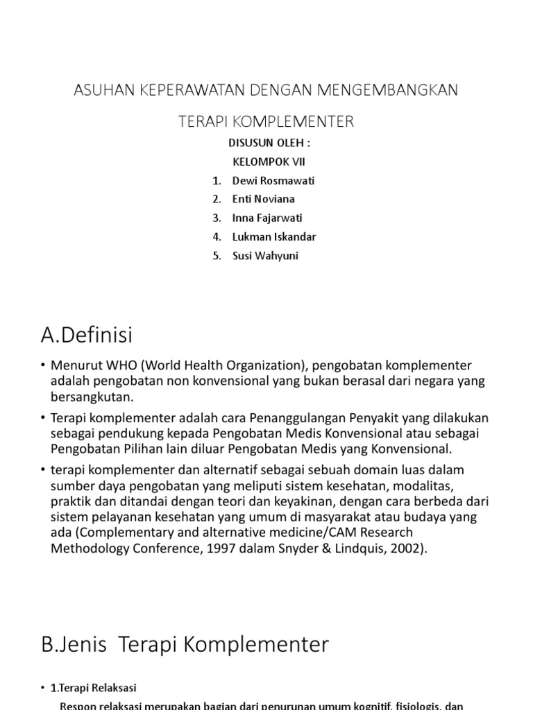 Asuhan Keperawatan Dengan Mengembangkan Terapi Komplementer | PDF