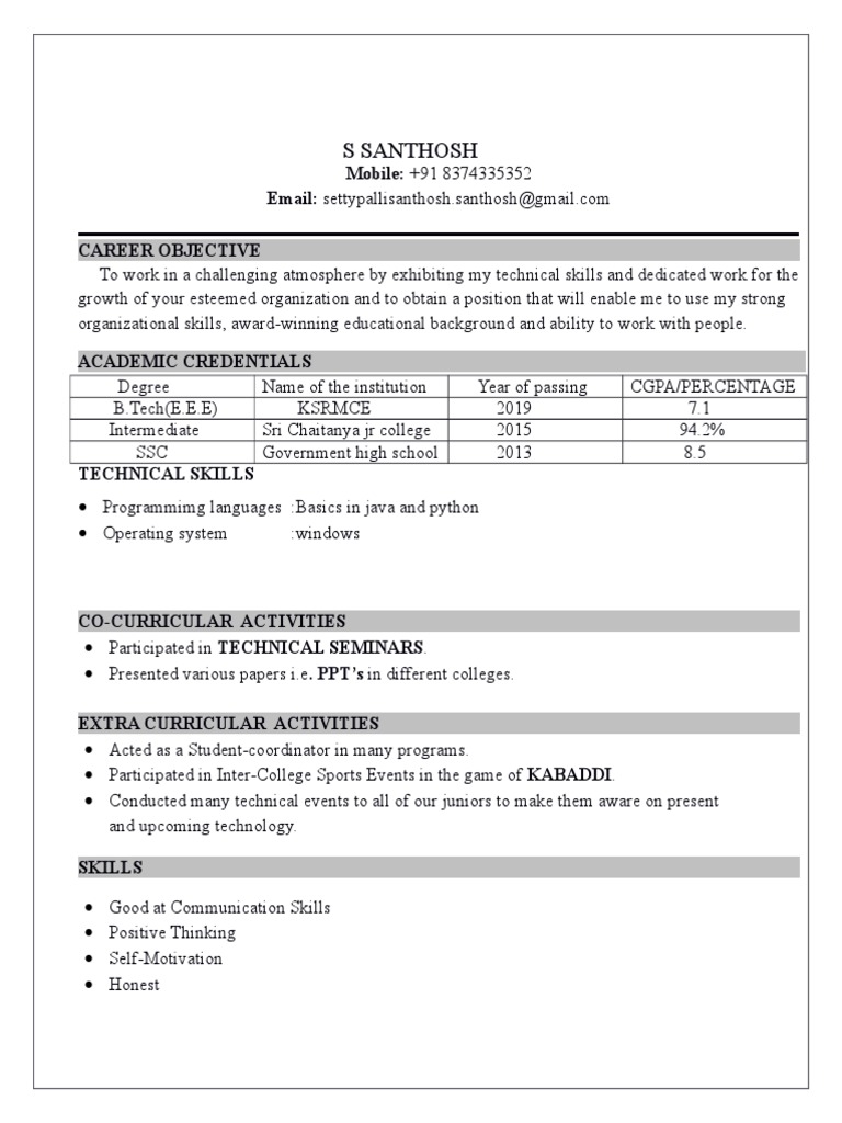 Santosh Resume | PDF | Semiotics | Behavior Modification