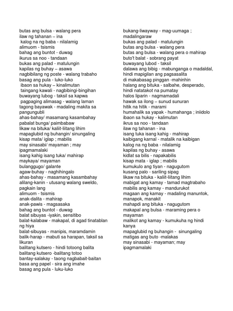 Idyoma at Matatalinhagang Salita | PDF