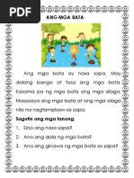 Filipino Stories Reading Comprehension Worksheet | PDF