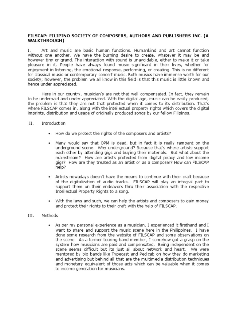 Filscap: Filipino Society of Composers, Authors and Publishers Inc. (A ...
