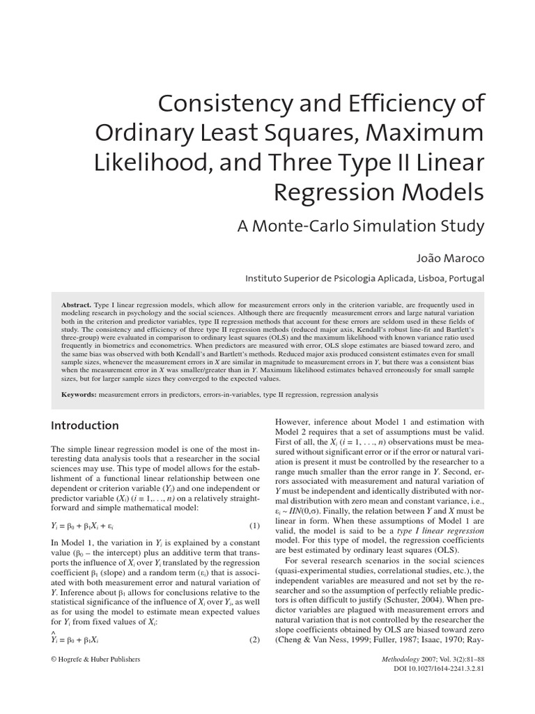 Type Ii Regression Pdf Ordinary Least Squares Regression Analysis