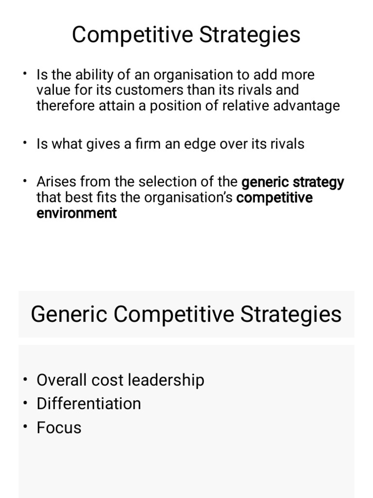 Topic-3 Generic Competitive Strategies 29.8.19 | PDF | Strategic ...