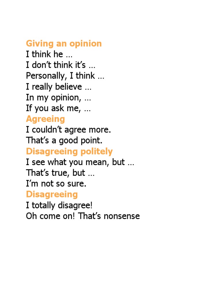 Giving An Opinion: Speaking Focus | PDF