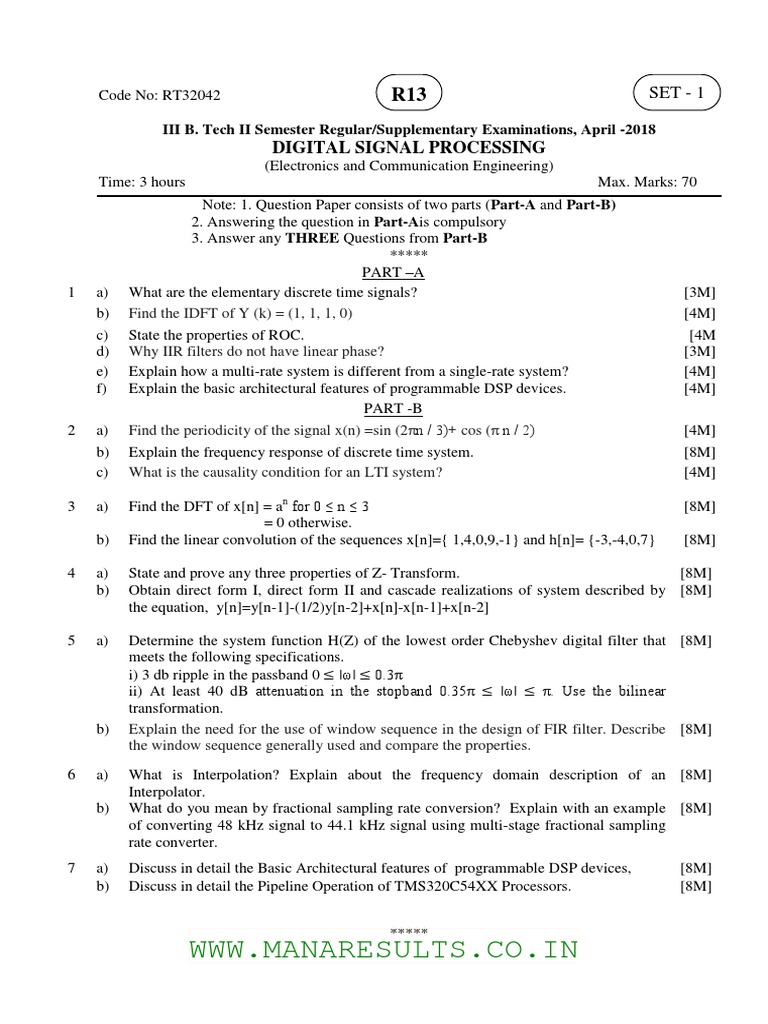 Digital Signal Processing R13 Previous Papers | PDF | Digital Signal ...