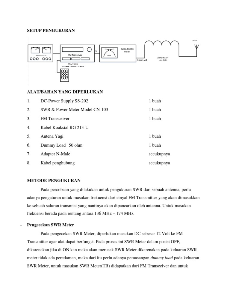 Setup Pengukuran VSWR | PDF