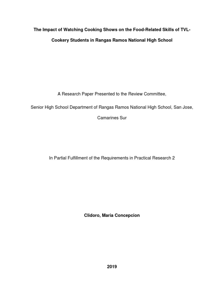 Impact of Cooking Shows on TVL Skills | PDF | Survey Methodology ...