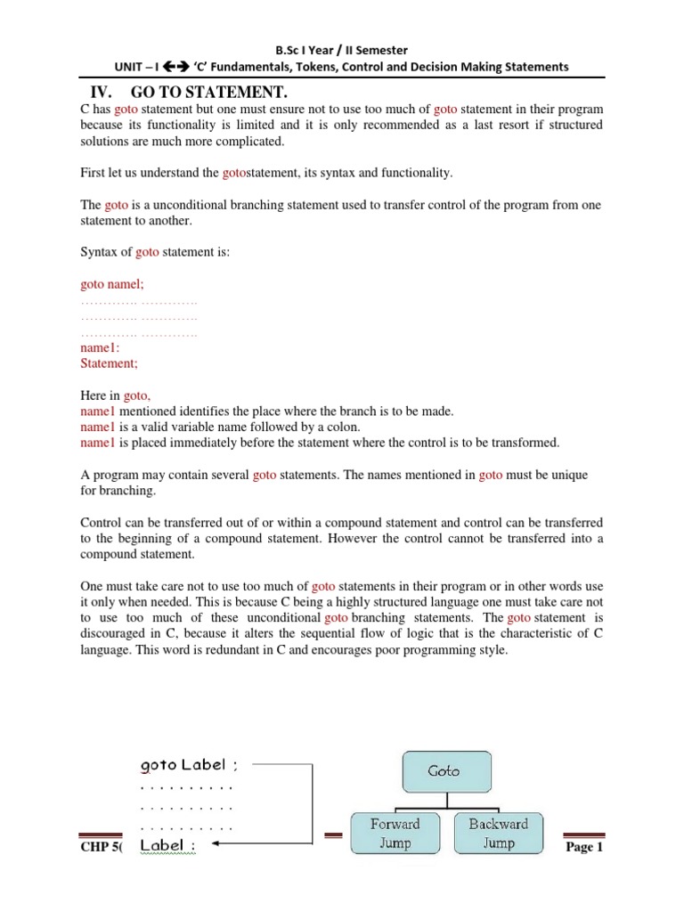 IV. Go To Statement.: Goto Goto | PDF | Computer Engineering | Computer ...