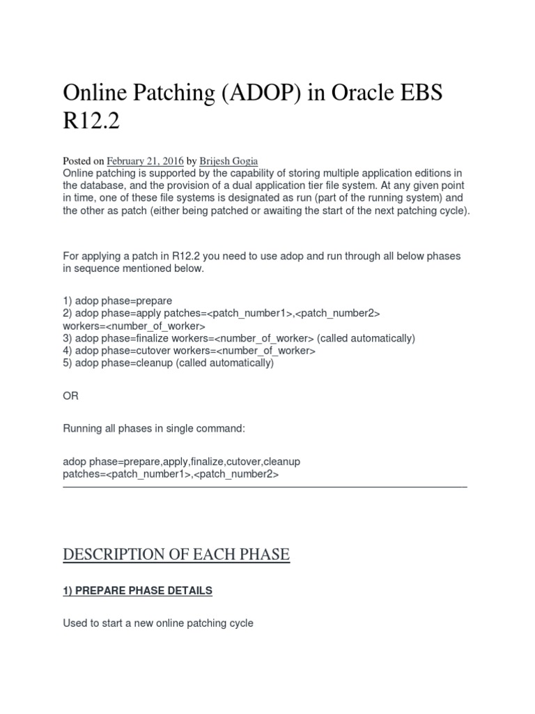 Oracle EBS R12.2 ADOP Phases Guide | PDF | File System | Secure Shell