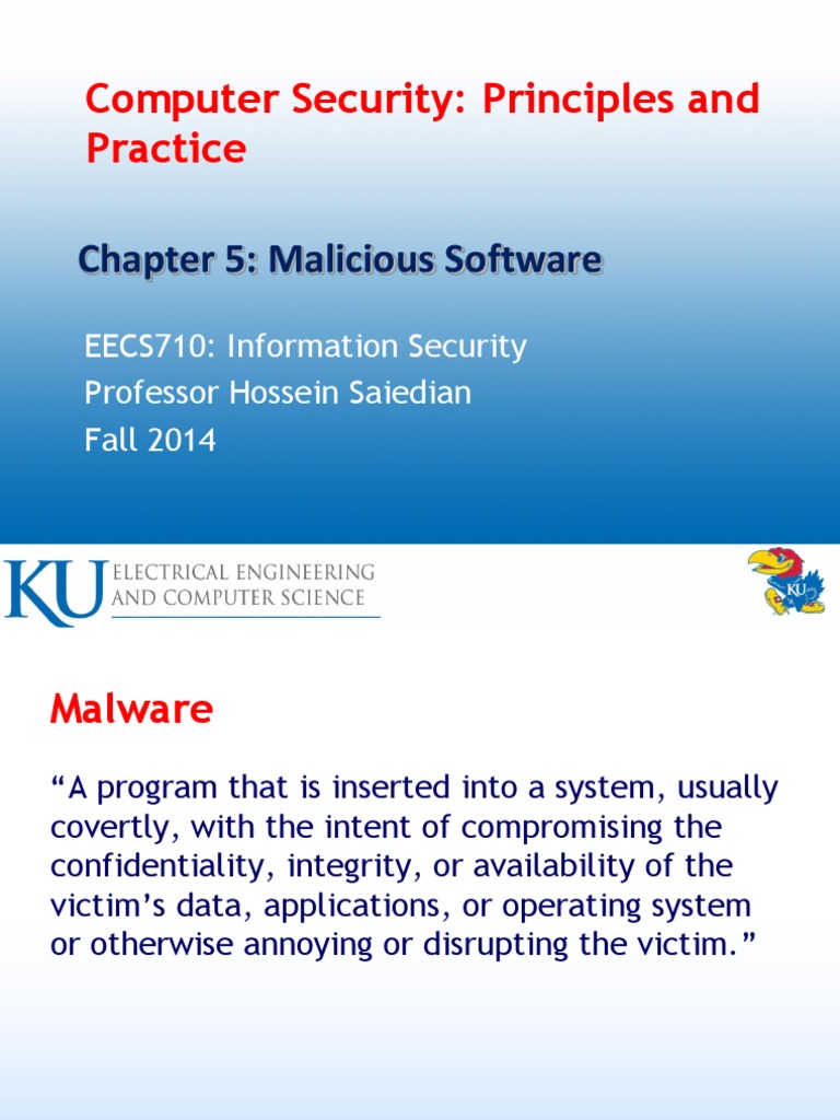 Computer Security: Principles and Practice: Chapter 5: Malicious Software | PDF | Computer Virus ...