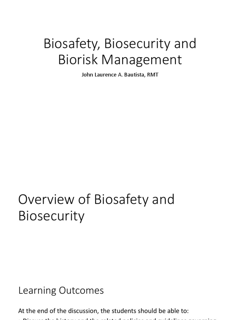 Biosafety, Biosecurity and Biorisk Management Overview | PDF | Change ...