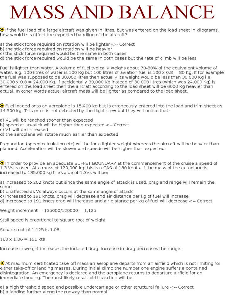 Mass and Balance | PDF | Aviation | Aerospace Engineering