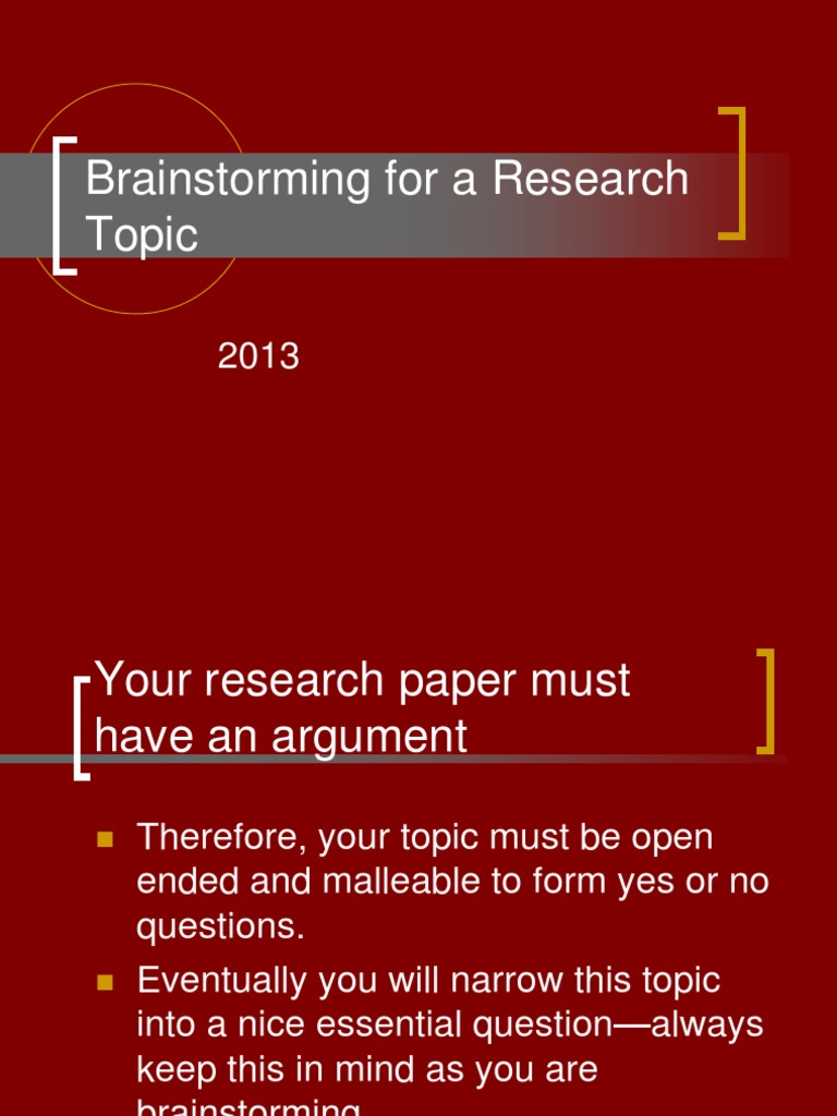 Brainstorming For A Research Topic | PDF | Anthropology | Linguistics