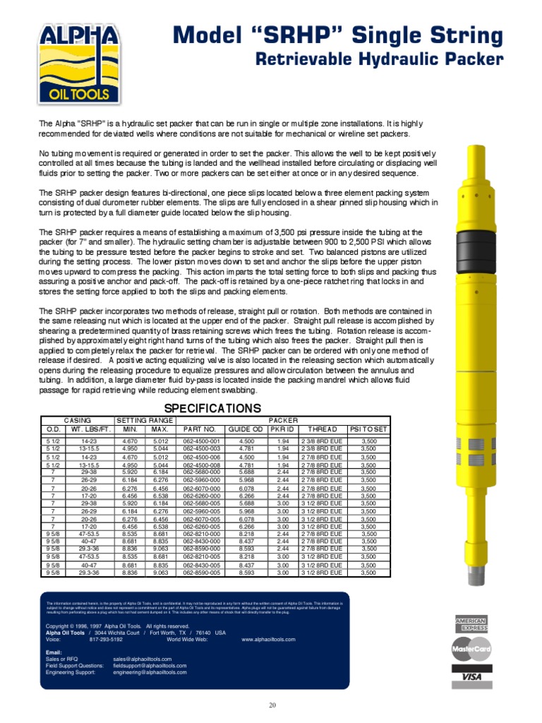 Single String Retrievable Hydraulic Packer SHRP | PDF | Pipe (Fluid ...