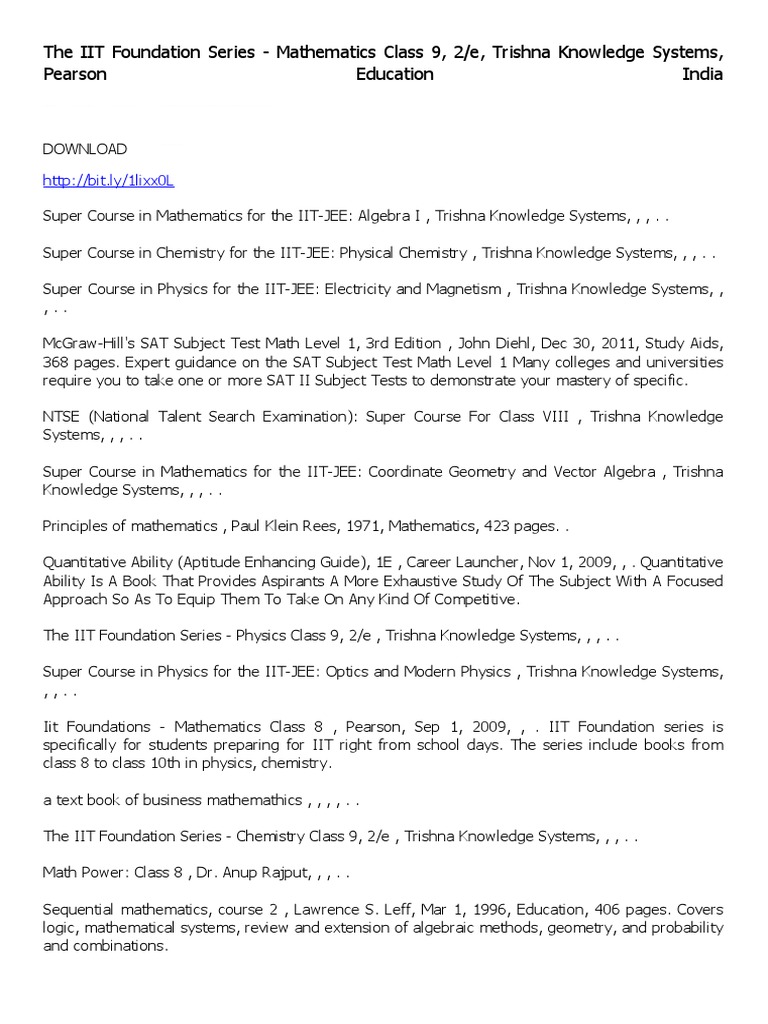 The Iit Foundation Series Mathematics Class 9 2e | PDF | Sat | Teaching ...