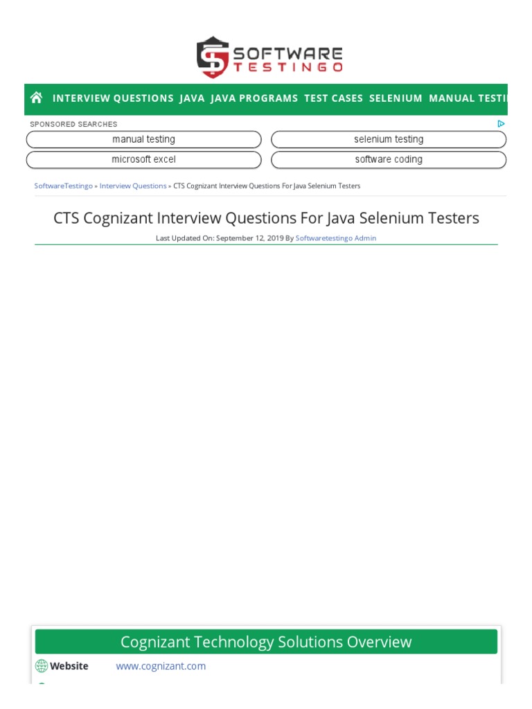 Selenium Interview Questions - Cognizant | Download Free PDF | Class ...