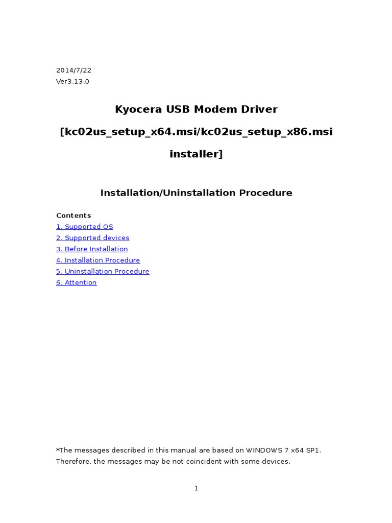 Kyocera USB Modem Driver Guide | PDF | Device Driver | Microsoft Windows