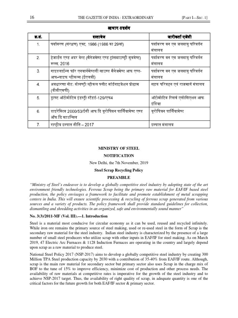 Indian Steel Ministry - Steel Scrap Policy | Download Free PDF | Scrap ...