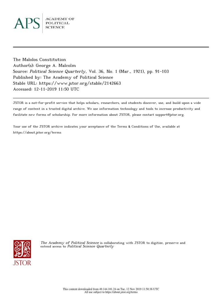 The Academy of Political Science Political Science Quarterly | PDF ...