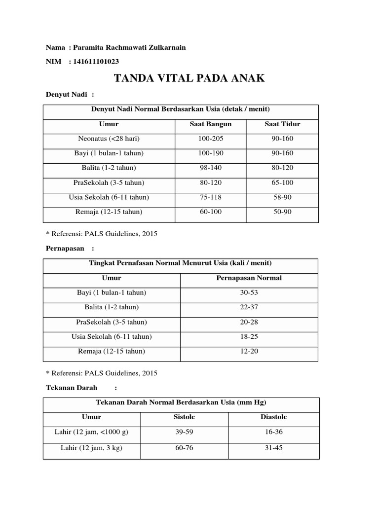 Tanda Vital Pada Anak | PDF