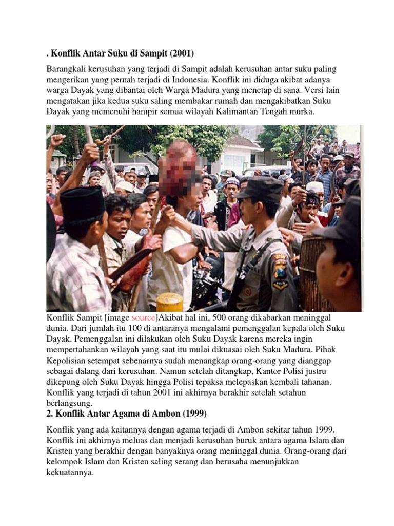 Konflik Antar Suku Di Sampit | PDF