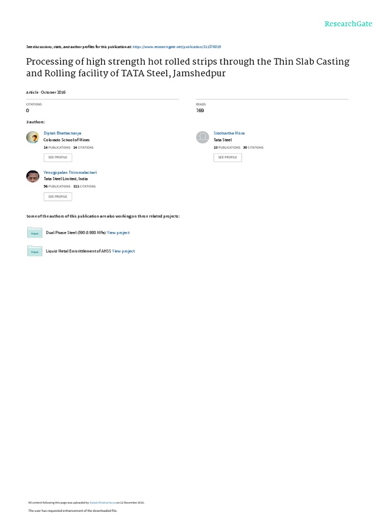 Thin Slab Casting | Download Free PDF | Steel | Materials Science