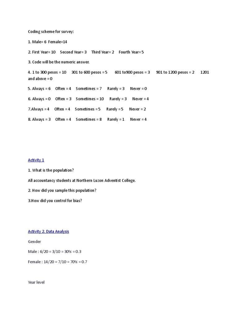 Survey Coding Scheme and Data Analysis | PDF