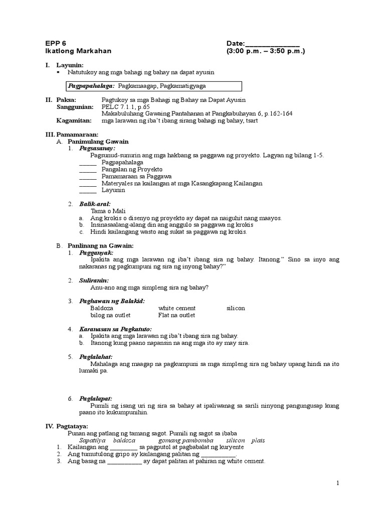Grade 6 DLP Q3 EPP | PDF