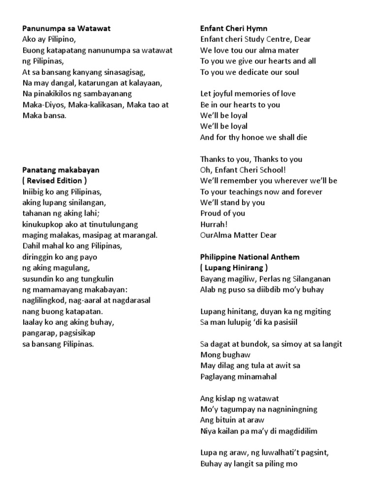 Panatang Makabayan | PDF