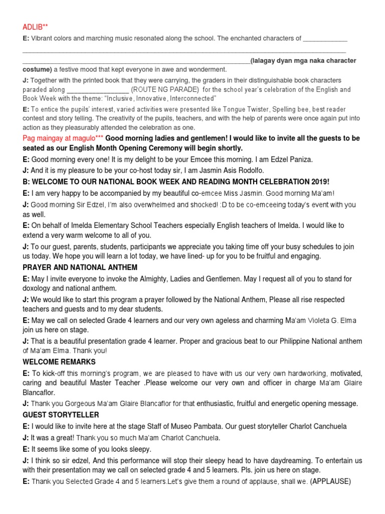 Script For English Month | PDF