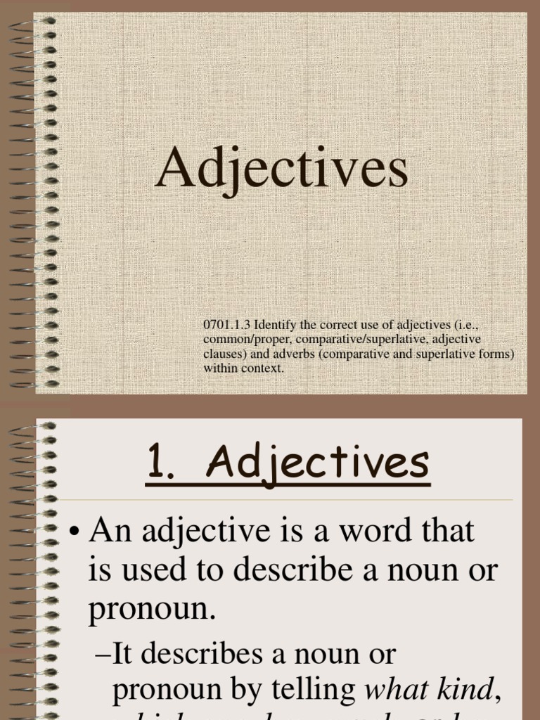 Adjectives-PowerPoint Grade 7 | PDF