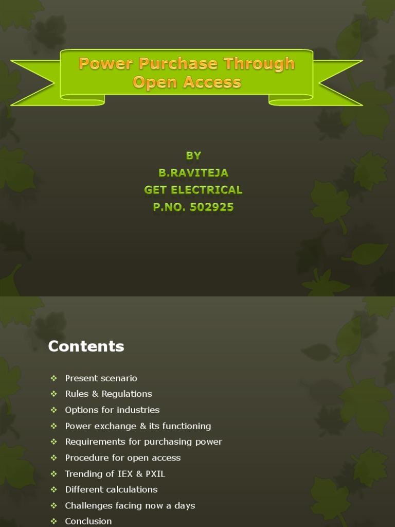 Power Exchange and Open Access Trading | PDF | Futures Exchange ...