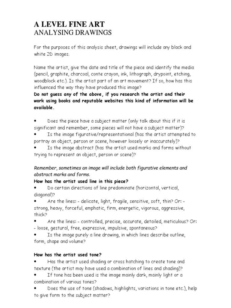 Analysing Drawings | PDF | Composition (Visual Arts) | Drawing