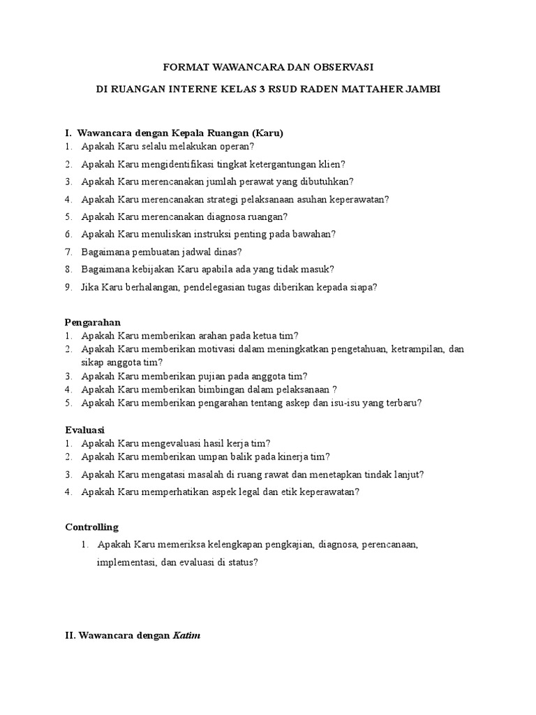 Format Wawancara Dan Observasi | PDF